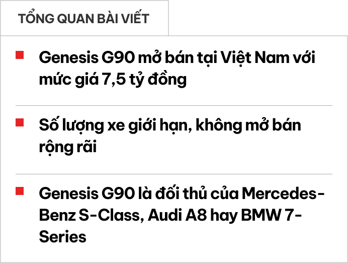 Genesis G90 rao bán 7,5 tỷ tại Việt Nam: Giới hạn, đối thủ của S-Class ...