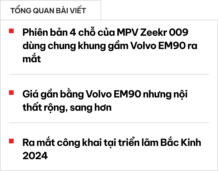 Zeekr 009 Grand ra mắt: Giá quy đổi gần 2,8 tỷ, chung gầm Volvo EM90, có TV 43inch, tủ lạnh, ghế ...