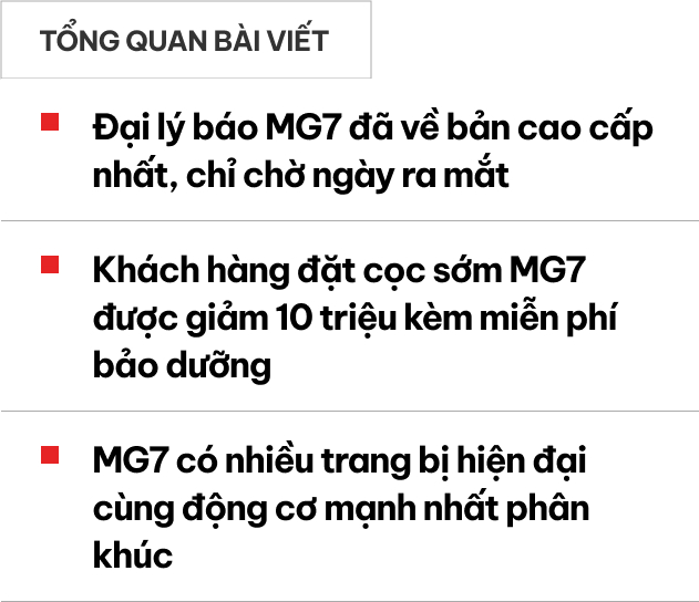 Đại lý báo MG7 đã về với bản ‘full option’, động cơ 2.0L, cọc sớm được giảm giá và ‘không tốn ...