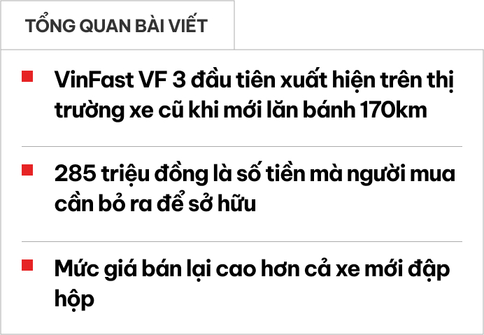 Rao VinFast VF 3 chạy 170km cao hơn xe mới 45 triệu, người bán chia sẻ: Chủ cũ bán do không hợp mệnh