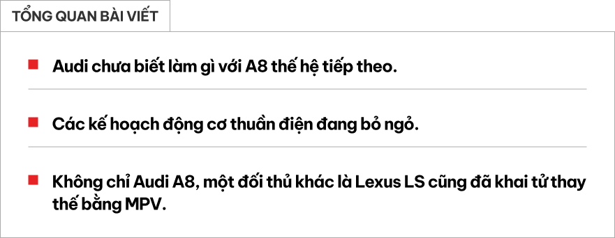 Thêm minh chứng cho thấy sedan đang thoái trào: Sau Lexus LS thành MPV, tương lai của Audi A8 ...