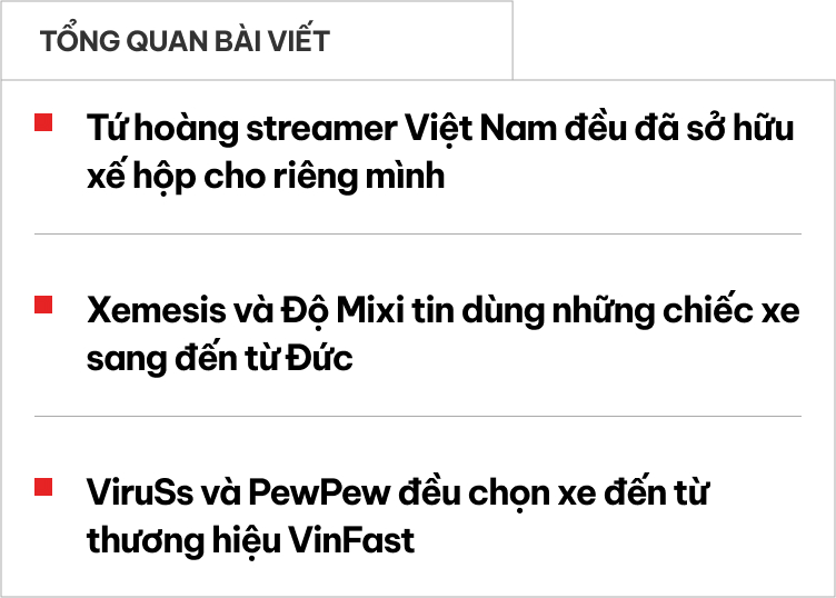 Soi dàn xe của ‘tứ hoàng streamer’ Việt Nam: Độ Mixi, Xemesis thích xế ...