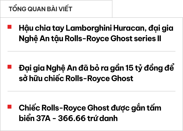 Đại gia Nghệ An tậu Rolls-Royce Ghost hậu chia tay Lamborghini Huracan ...