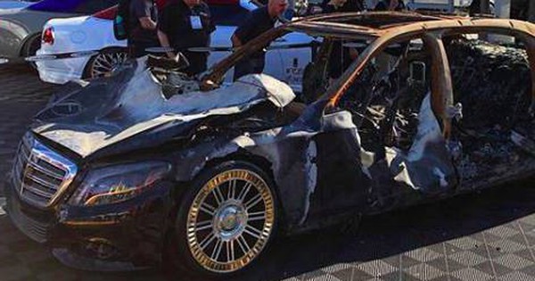 Mercedes-Maybach cháy trơ khung nhưng vành vẫn vẹn nguyên
